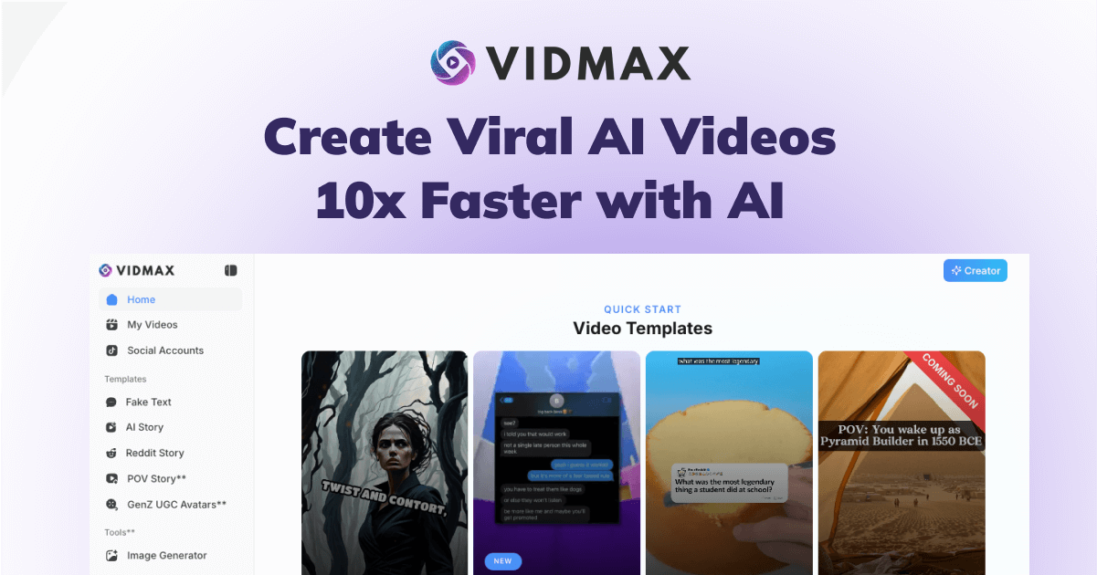 VidMax AI - Create Viral Faceless Videos in Minutes | AI Video Generator
